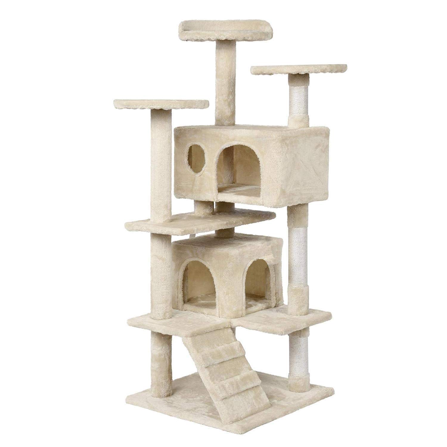 Callas Cat Tree with 2 Bed Cubes, 4 Platforms, Rope and Scratching Post ...